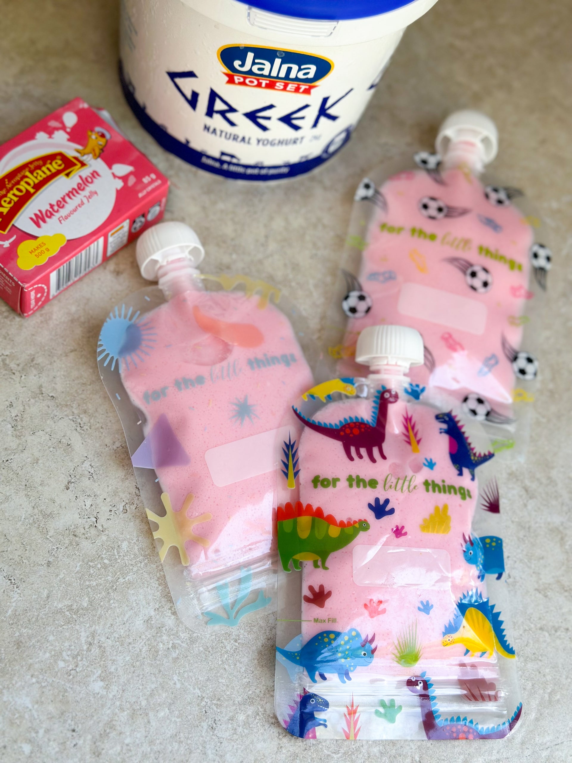 Yoghurt jelly snack pouch in reusable food pouch – Sinchies